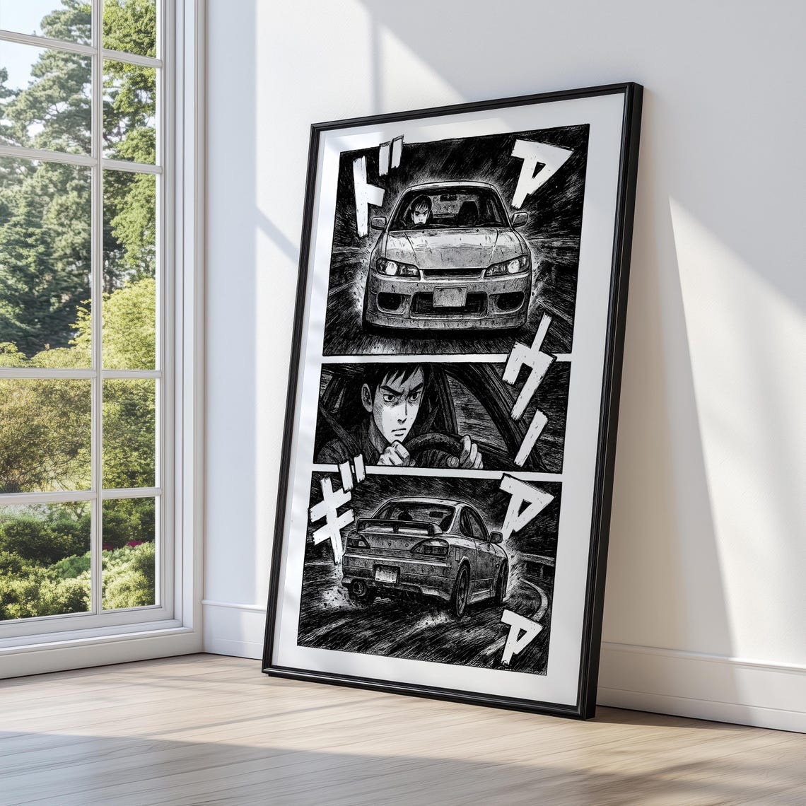 Nissan Silvia S15 Drift Print – Manga Touge Wall Art | Black & White ...