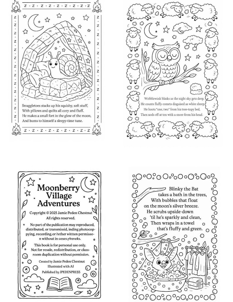 Bedtime Coloring Book for Kids Printable Story & Color Pages - Etsy