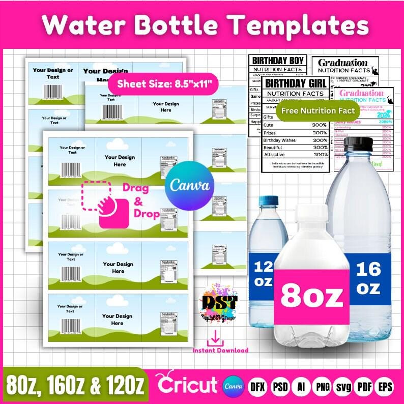Party Favor Label Template Bundle | Tumbler, Soda Can, Mug (digital ...