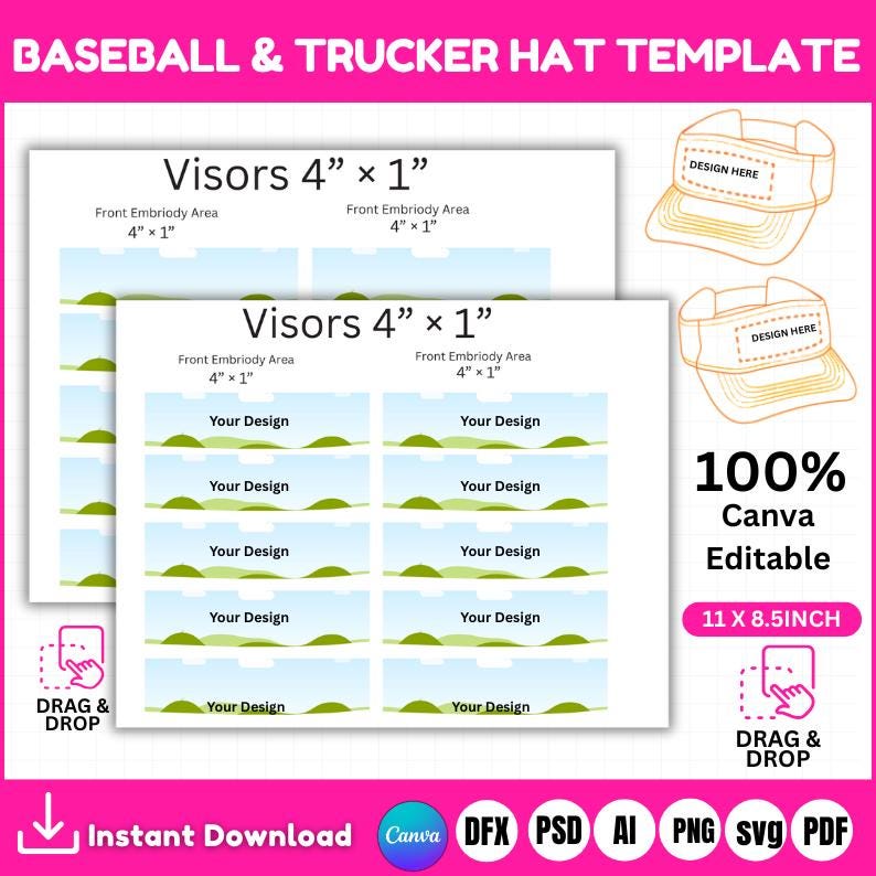 Trucker Hat Template Mockup, Hat Brim Template Svg, Beanie Hat ...