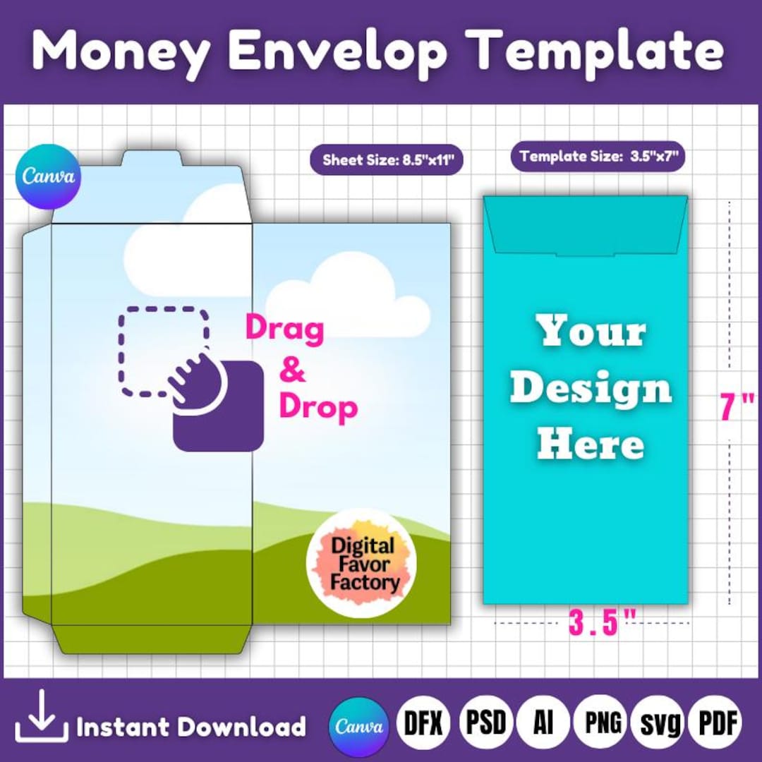 Editable Money Envelope Template, Canva Printable (SVG, PSD, PDF) - Etsy
