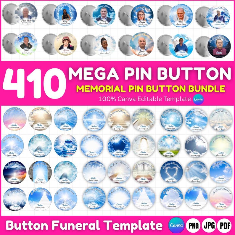 400 in Loving Memory Pin Button, Button Funeral Template, Memorial Pin ...