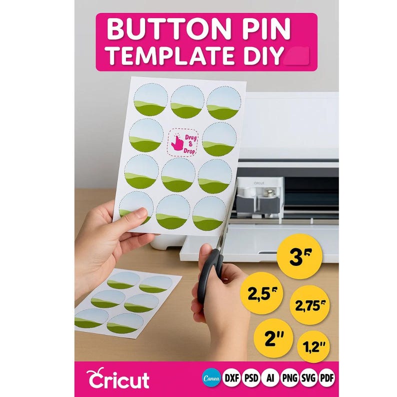 3" Inch Button Pin Template, Canva Button Pin Template, Button Pin Svg ...