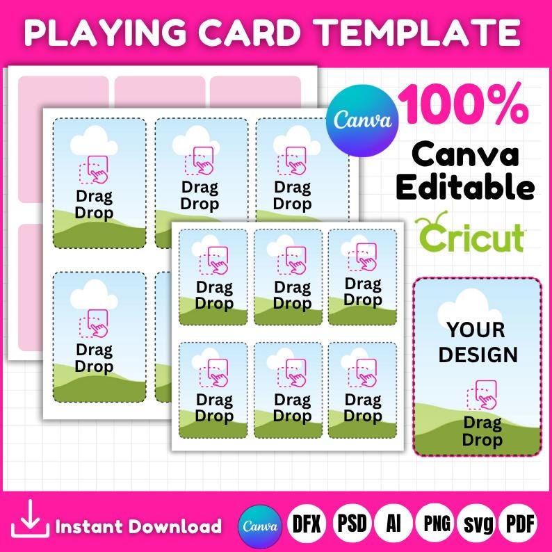 Playing Card Templates, Poker Cards, Play Card Canva Trading Card SVG ...