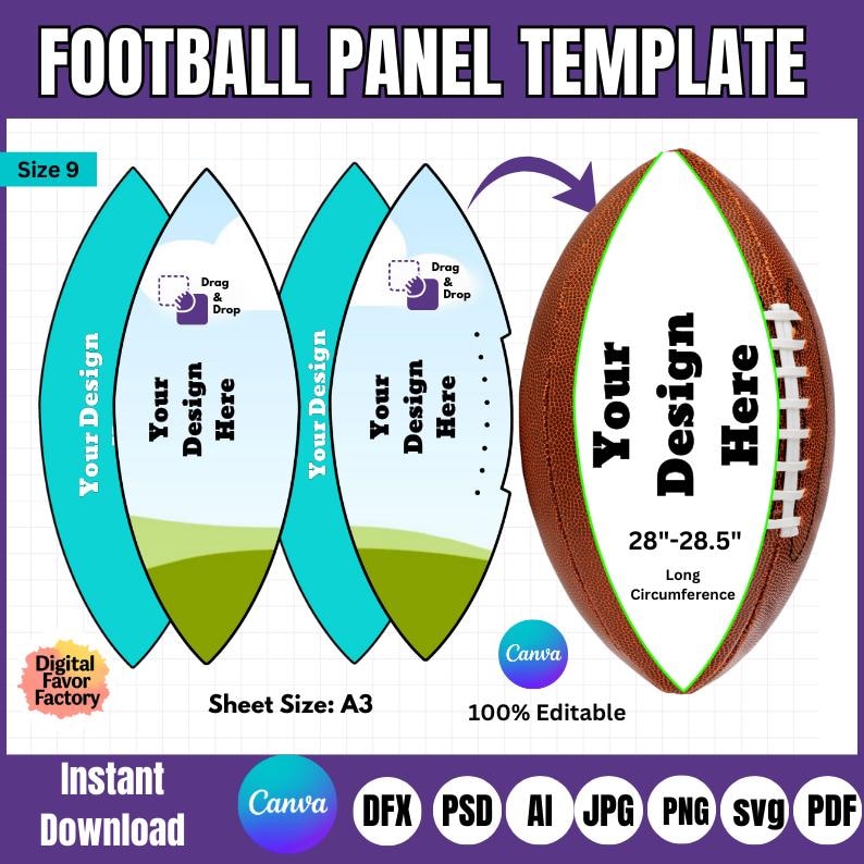 Football Panel Template, DIY Photo Ball Wrap (digital Download) - Etsy