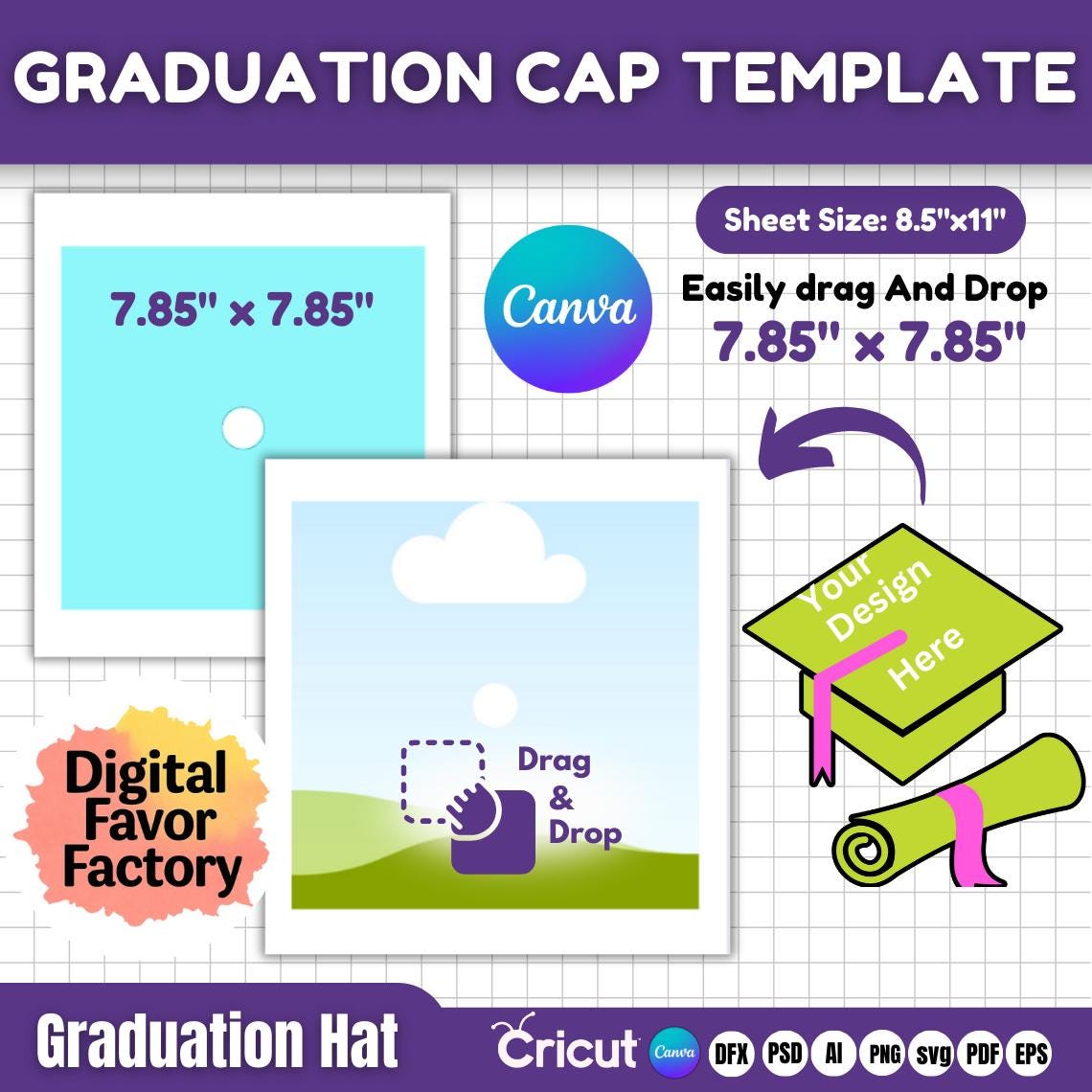 Graduation Cap Topper Templates, Graduation Stole Template, Blank ...