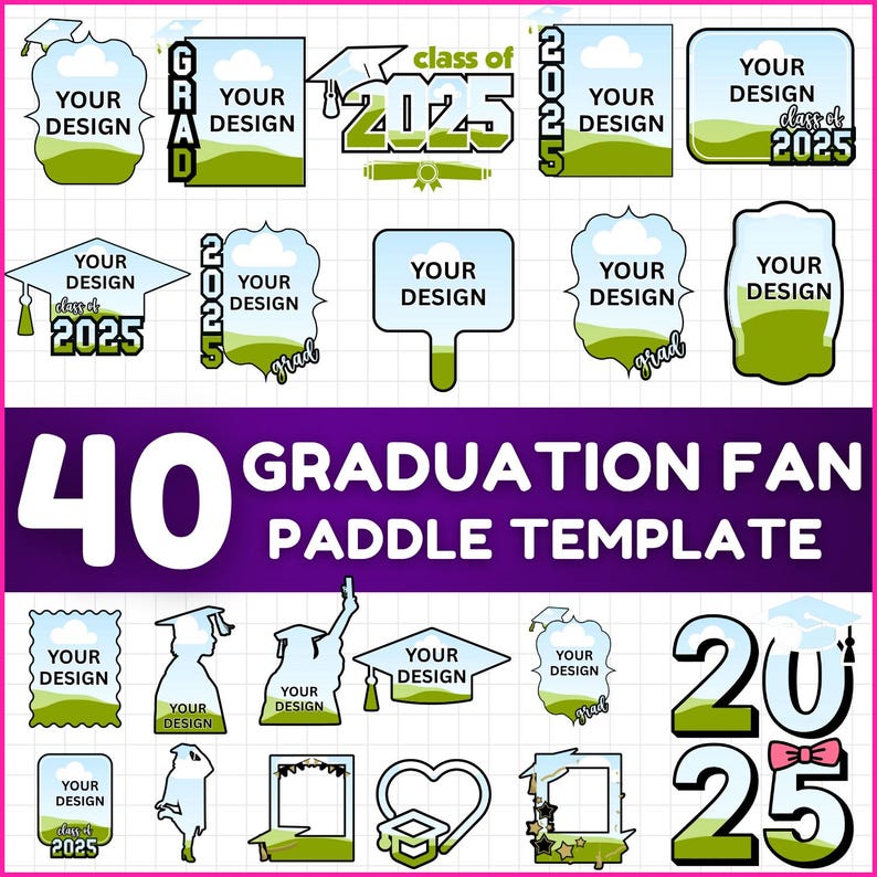 2026 Graduation Paddle Fan Template Bundle, 2026 Grad Fans Template ...