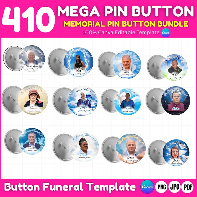 400 in Loving Memory Pin Button, Button Funeral Template, Memorial Pin ...