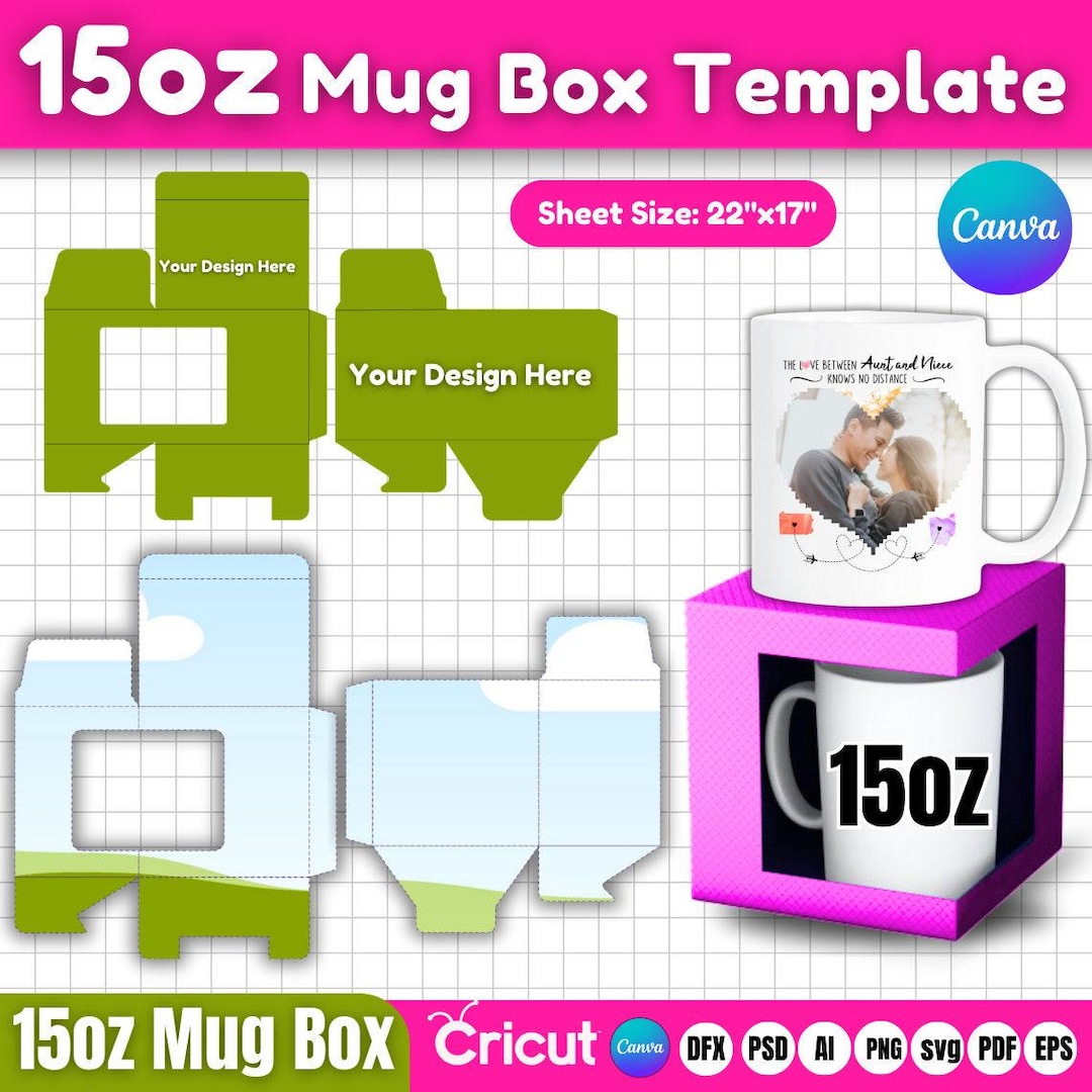 15oz Mug Box Template, Mug Holder Template, Mug Box Template With ...