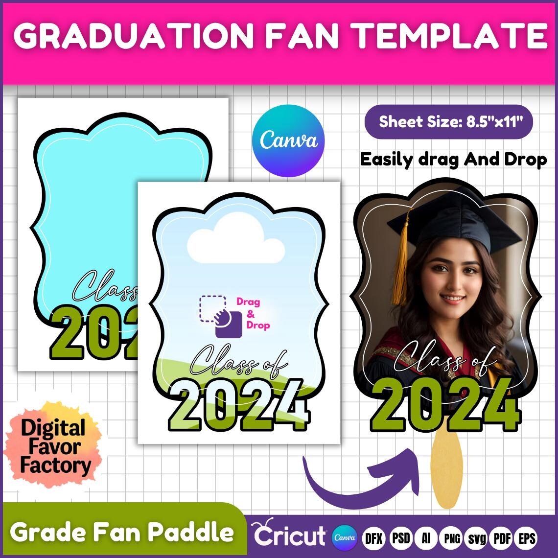 2025 Grad Paddle Fan Template,graduation Fan Templates, Paddle Fan ...
