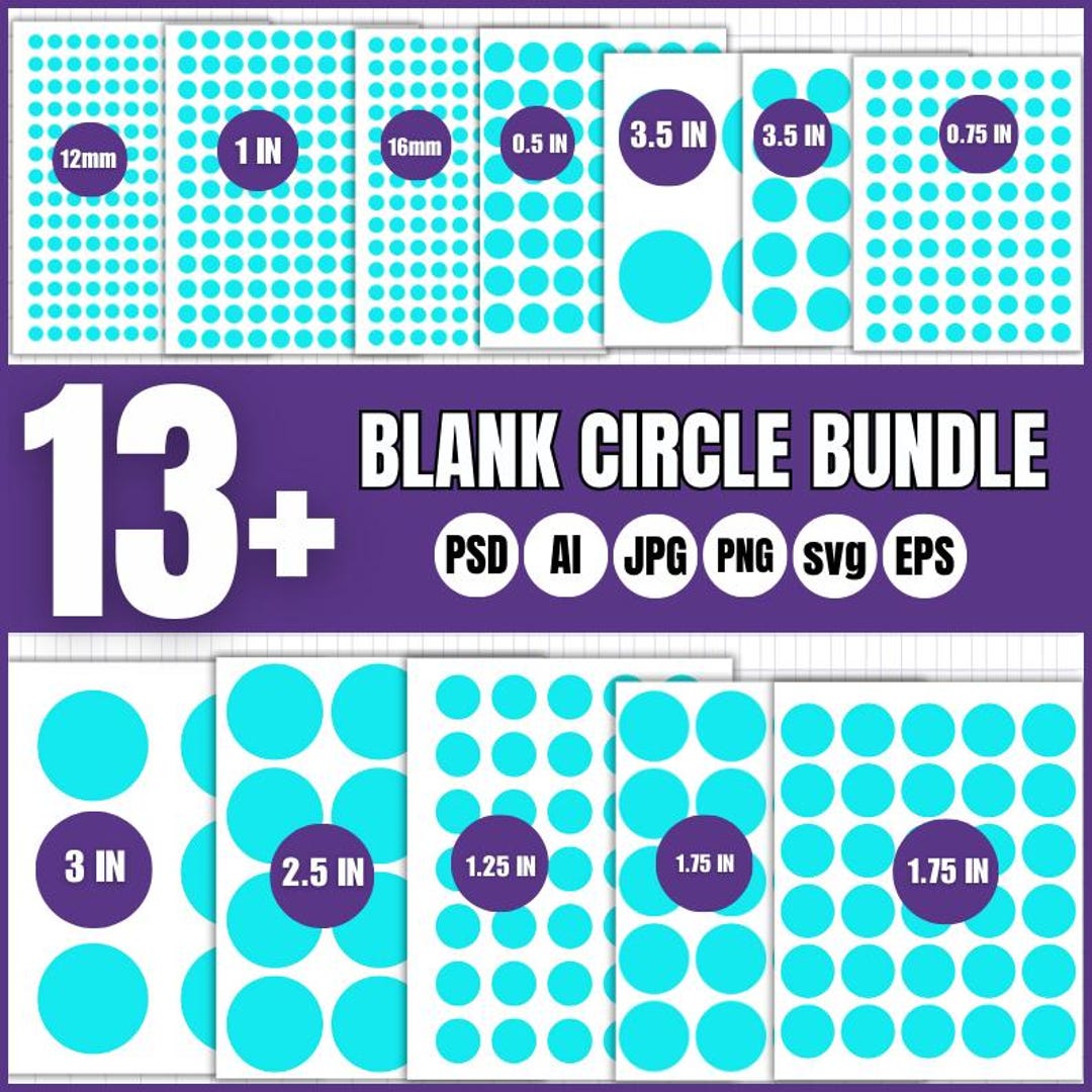 Circle Template Bundle, Circle Sticker, Round Label Template, Canva ...