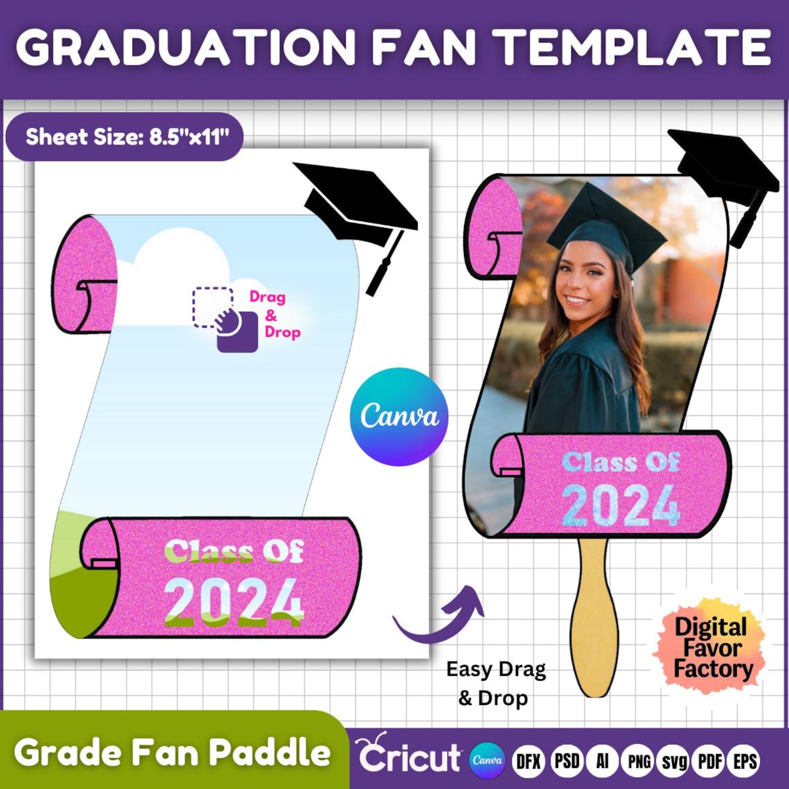 2025 Grad Paddle Fan Template,graduation Fan Templates, Paddle Fan ...