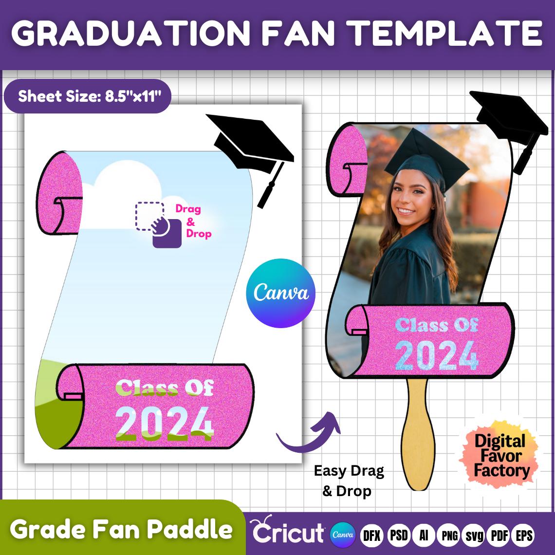 2025 Graduation Fan Template, Grad Paddle Fan Template, Custom Grad Fan ...