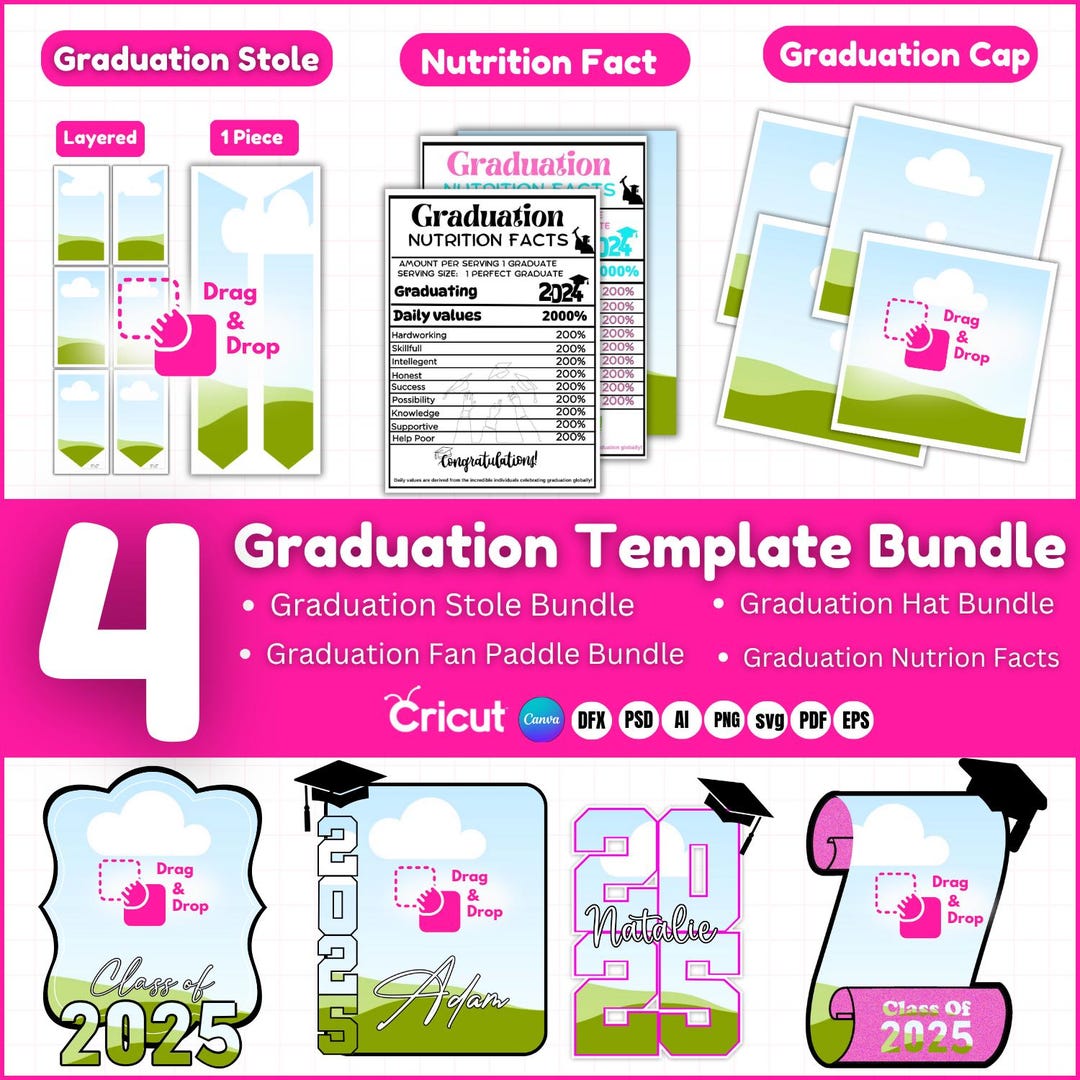 Graduation Stole Template Bundle, Graduation Template Bundle,graduation ...