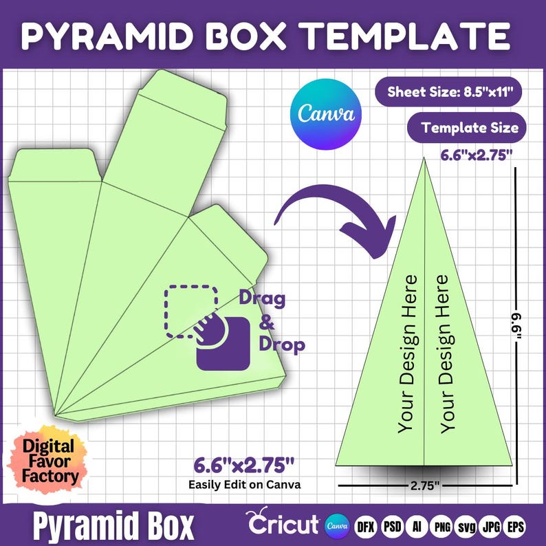 Pyramid Box Template Svg,pyramid Favor Box, Gift Box Template, Party ...