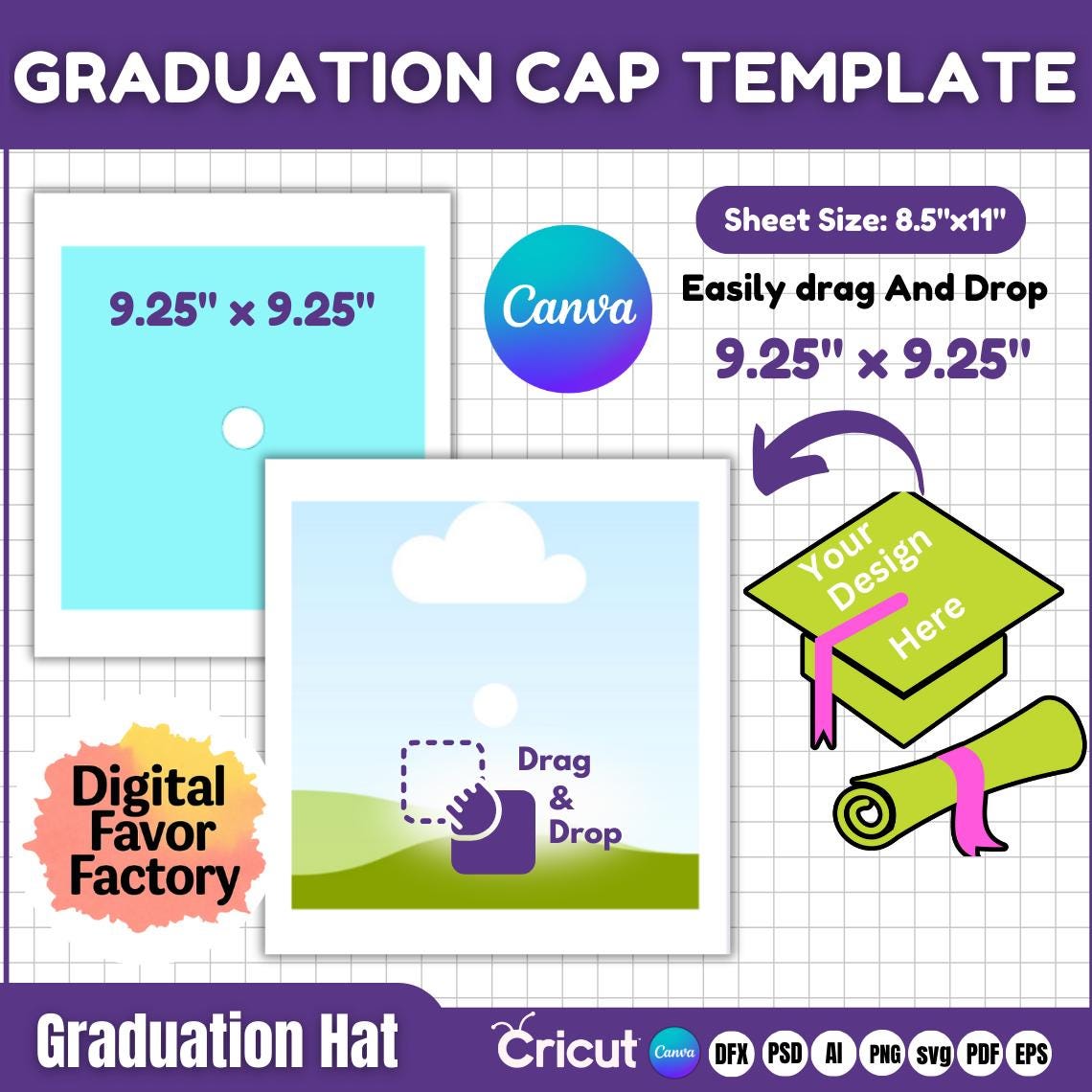 Graduation Cap Topper Templates, Graduation Stole Template, Blank ...