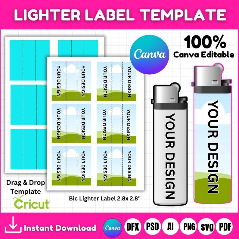 Editable Lighter Label Template, Canva SVG, Party Favor (digital ...