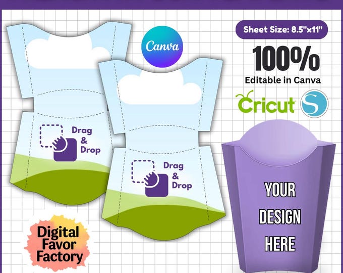 French Fries Box Template, Snack Box Template, Fried Potato Box ...