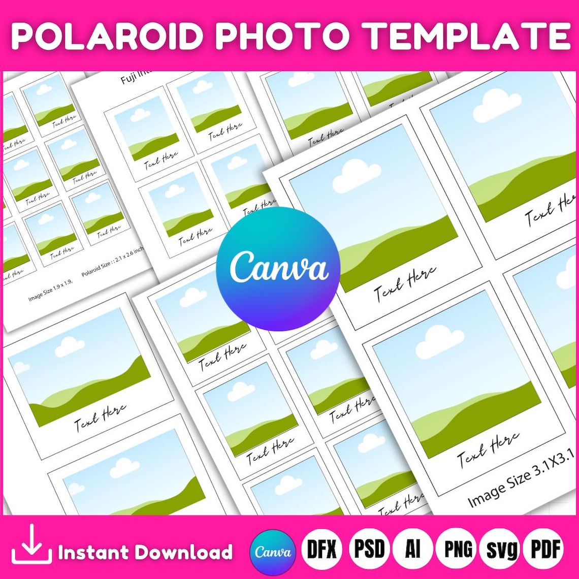 Polaroid Photo Template, Custom Canva Frame Polaroid Photo Template ...