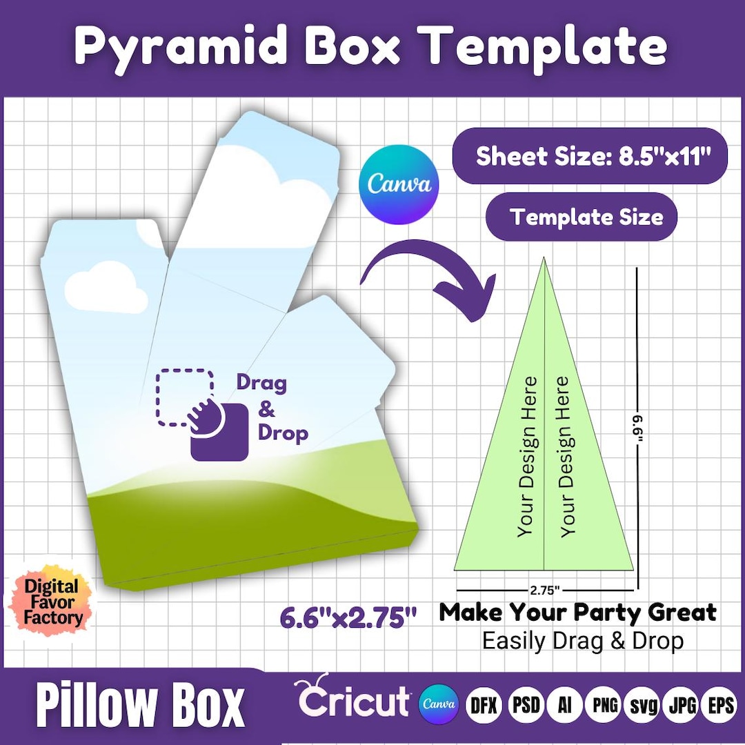 Pyramid Box Template Svg,pyramid Favor Box, Gift Box Template, Party ...