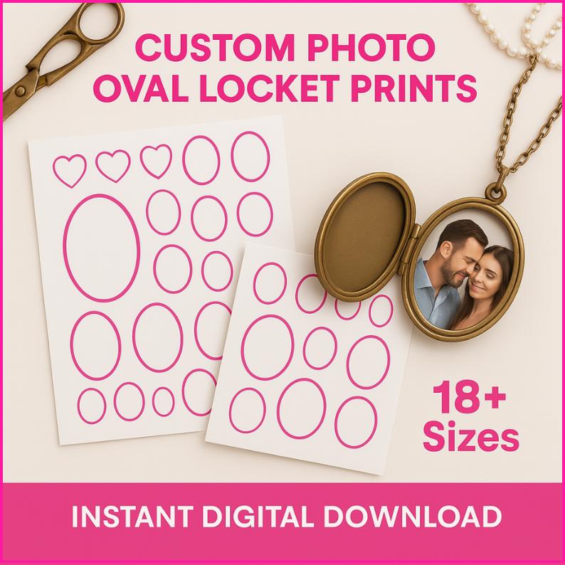 Custom Photo Oval Locket Prints, Locket Picture Print, Love Locket ...