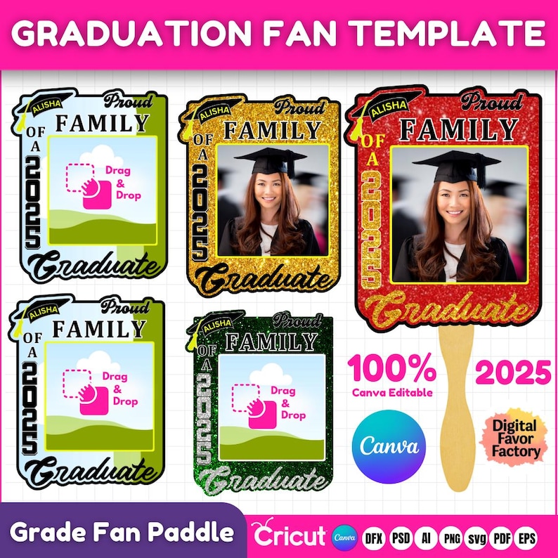 Graduation Fan Template, Grad Paddle Fan Template, Custom Grad Fan ...