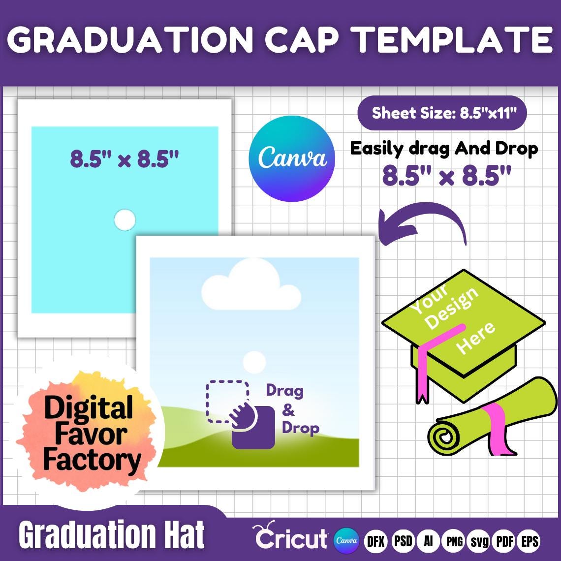 Graduation Cap Topper Templates, Graduation Stole Template, Blank ...