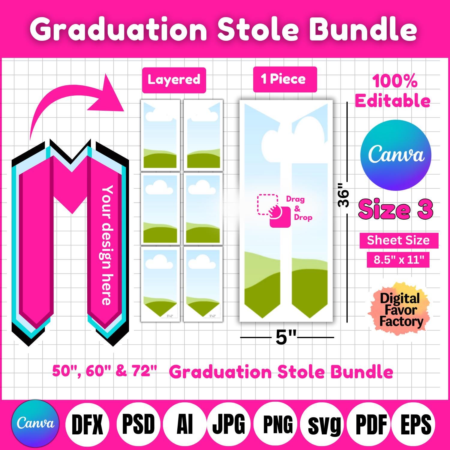 Graduation Stole Template, Graduation Stole Blank Template for ...