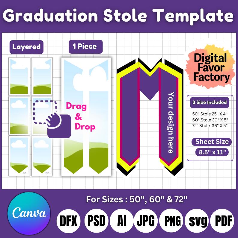 Graduation Stole Template, Graduation Stole Blank Template for ...