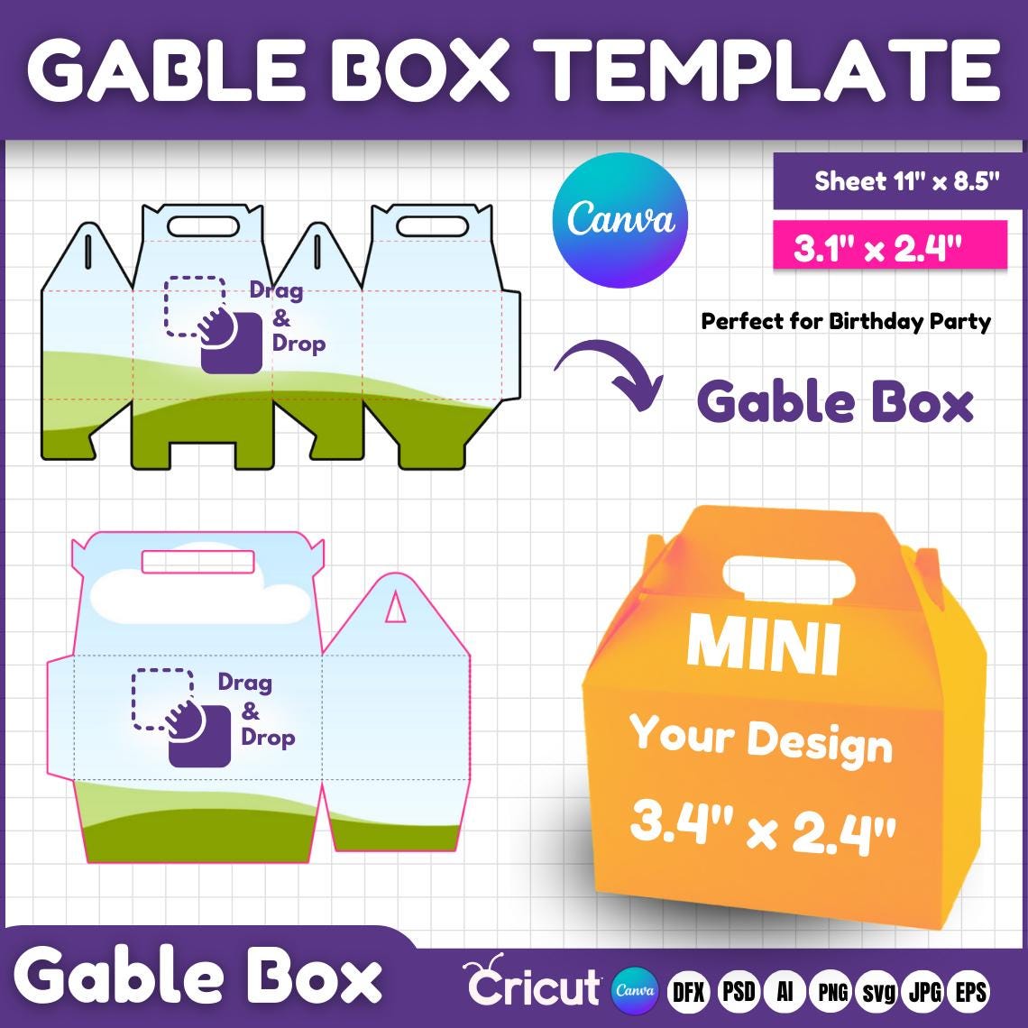 Gable Box Template Svg, Gable Box Template, Party Favor Box, Gable Box ...