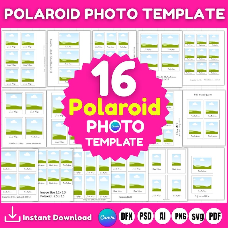 Polaroid Photo Template, Custom Canva Frame Polaroid Photo Template ...