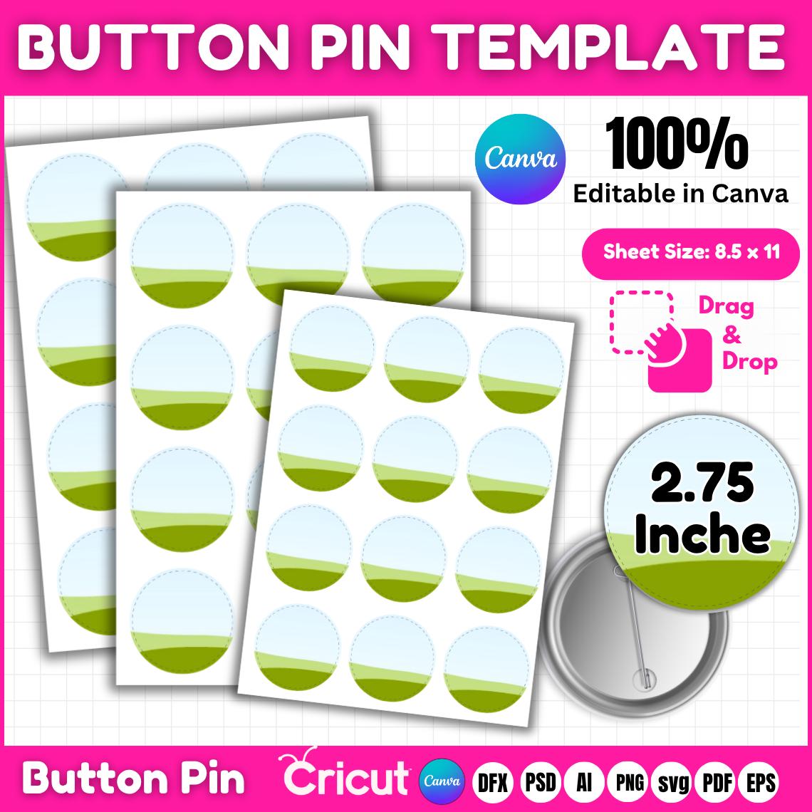 6 Button Pin Template BUNDLE, Canva Button Pin Template, Button Pin Svg, Pin Button, Sublimation ...