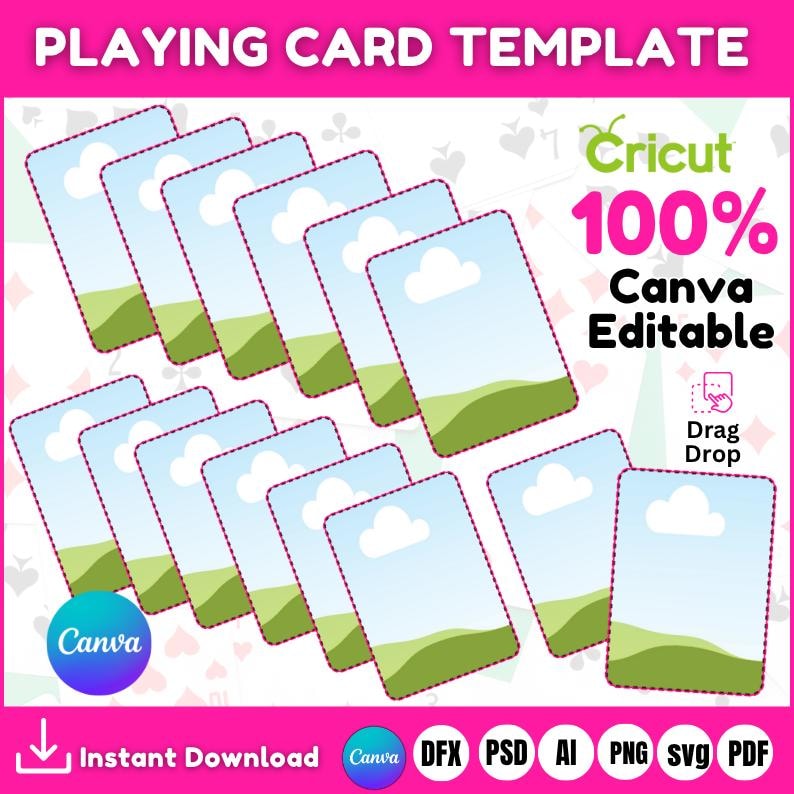 Playing Card Templates, Poker Cards, Play Card Canva Trading Card SVG ...