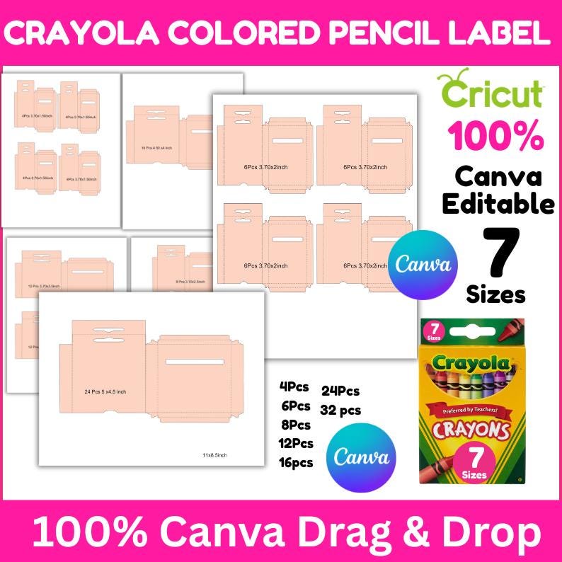 Crayon Box Template Bundle: Canva Crayon Box Template, Wax Box Template ...