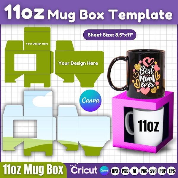 Mug Box Template - Etsy