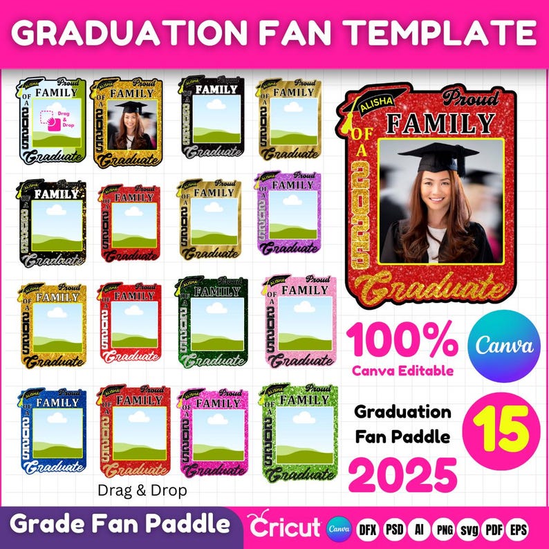 Graduation Fan Template, Grad Paddle Fan Template, Custom Grad Fan ...