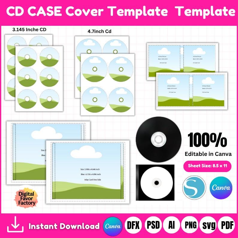Customizable Cd Cover Case Templat, CD Cover Case Template Set, CD ...