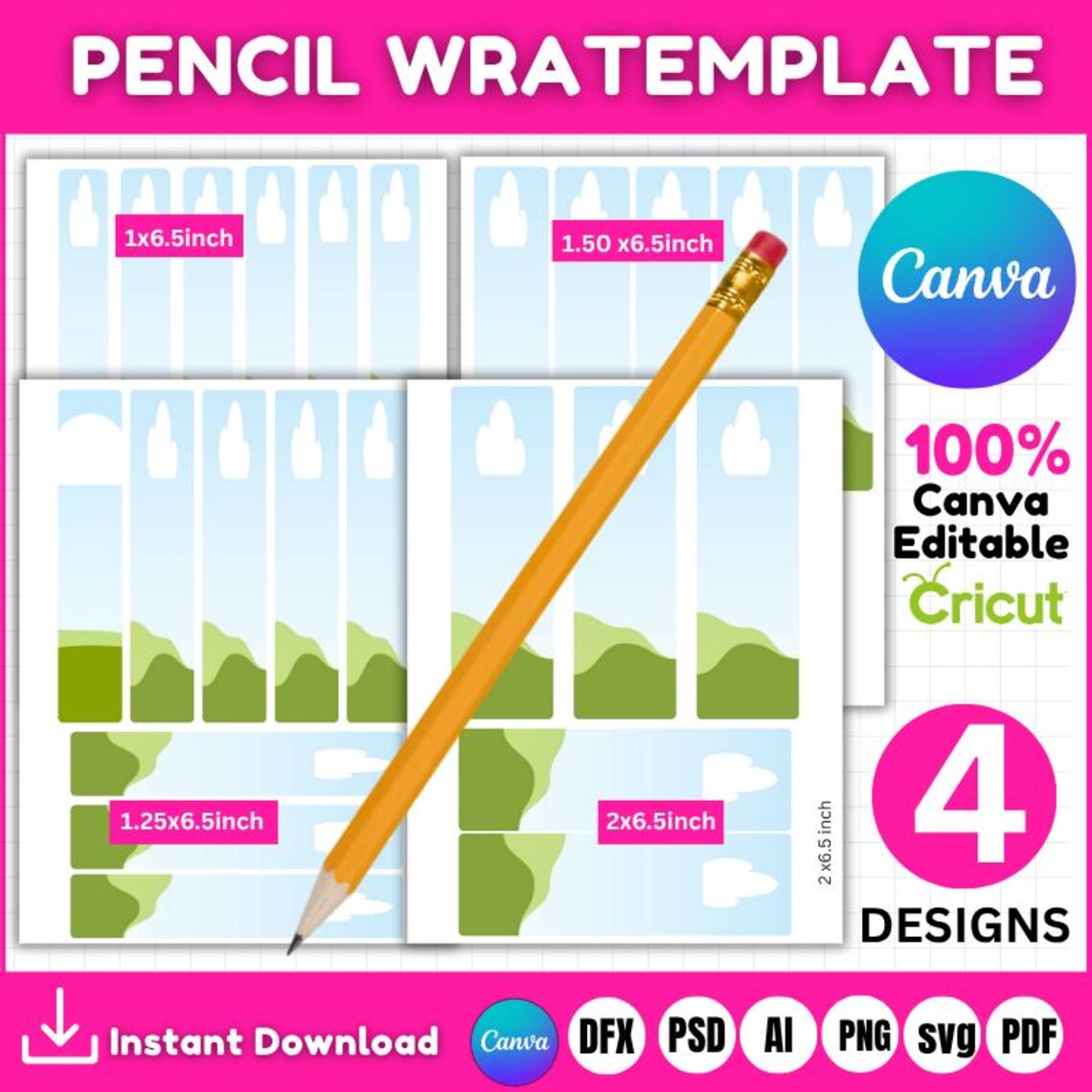 Pencil Wrap Canva Editable Template Pencil Label Template Pencil Wrap ...