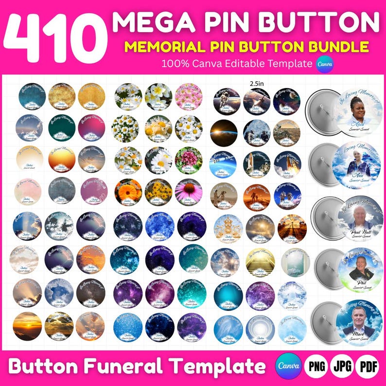 400 in Loving Memory Pin Button, Button Funeral Template, Memorial Pin ...