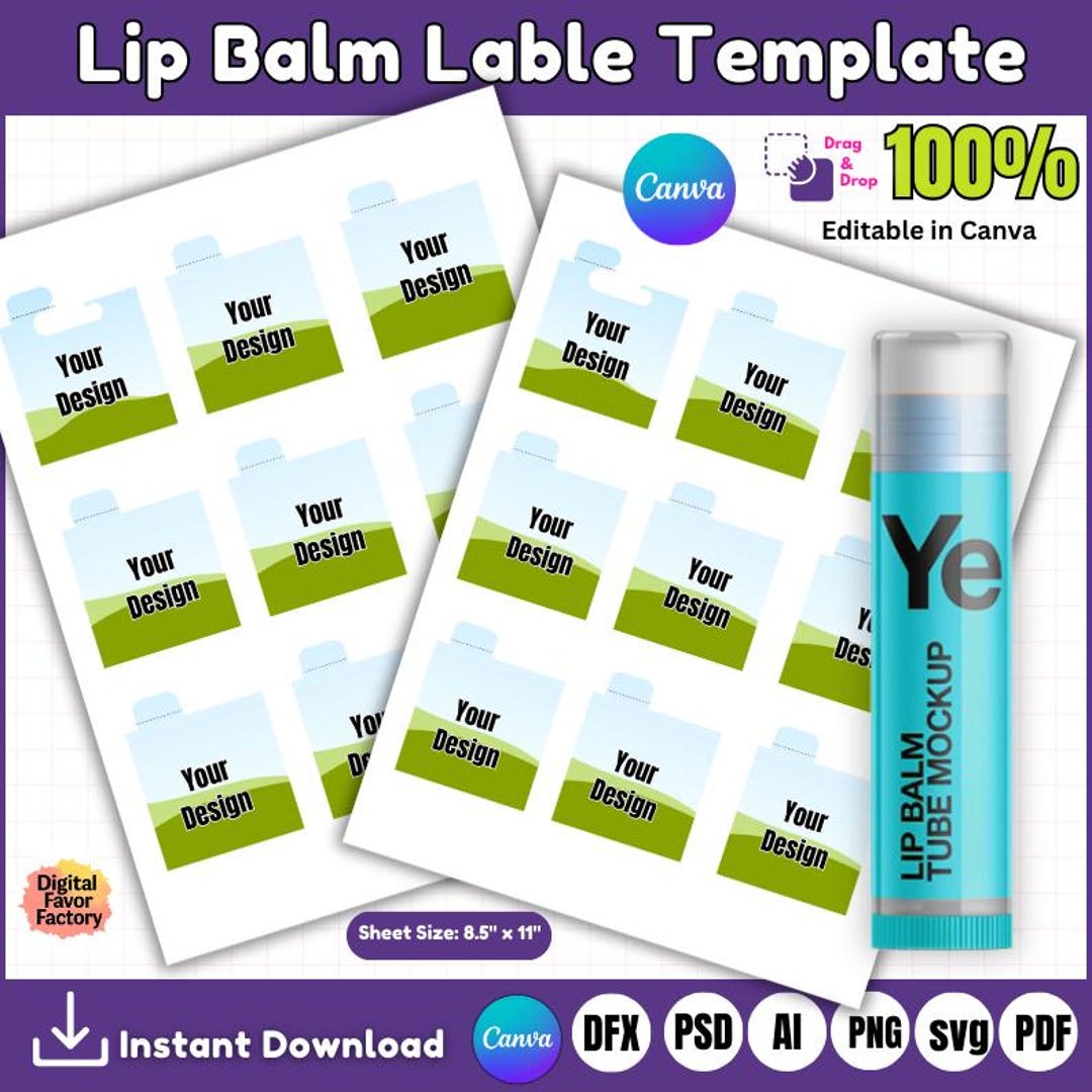 Lip Balm Label Editable Canva Template, Lip Balm Wrap Packaging, Lip ...