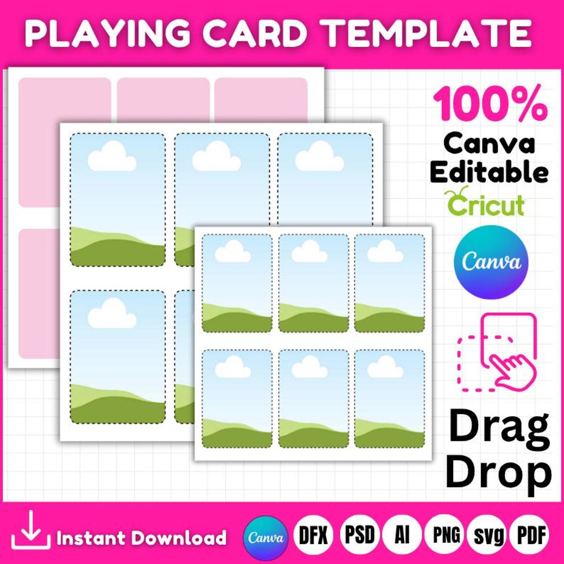 Playing Card Templates, Poker Cards, Play Card Canva Trading Card SVG ...