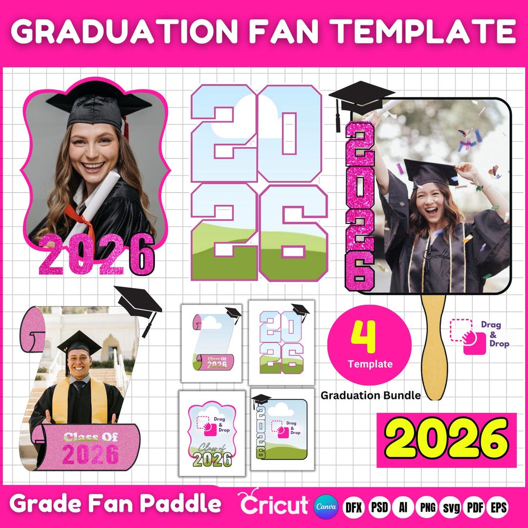 2026 Graduation Fan Template, Grad Paddle Fan Template, Custom Grad Fan ...