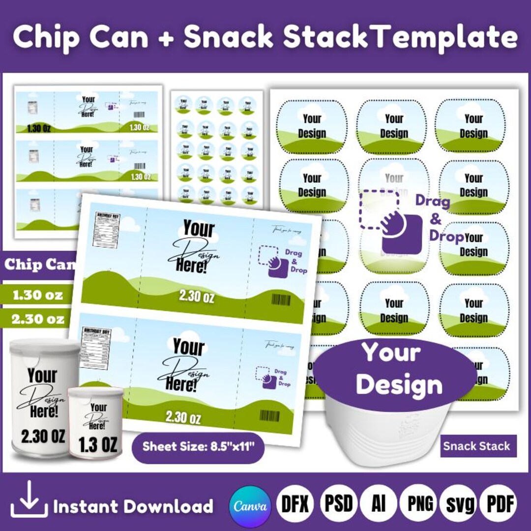 Chip Can Label Template, Potato Chip Can Template, Snack Stack Chip ...