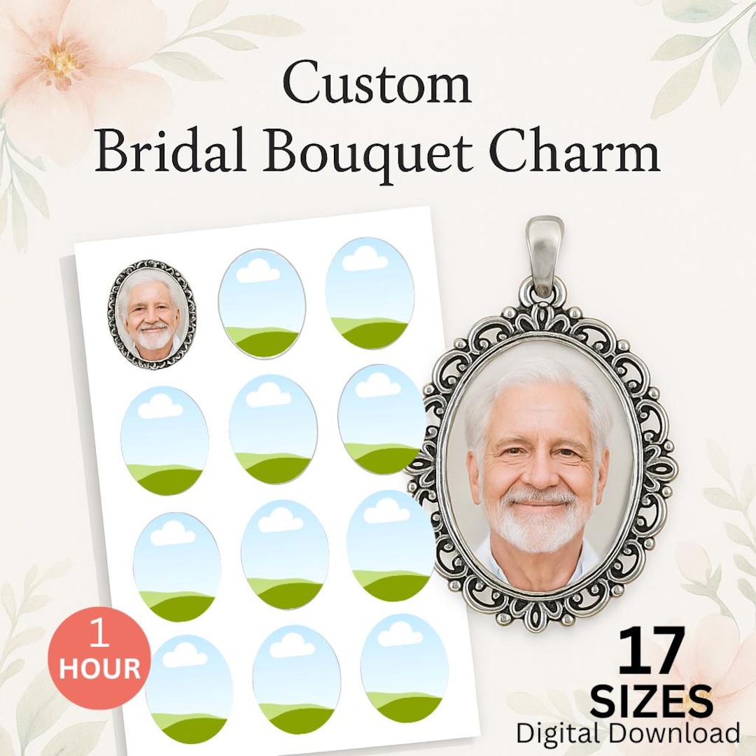 Digital Bridal Bouquet Charm Template - Printable Wedding Photo ...