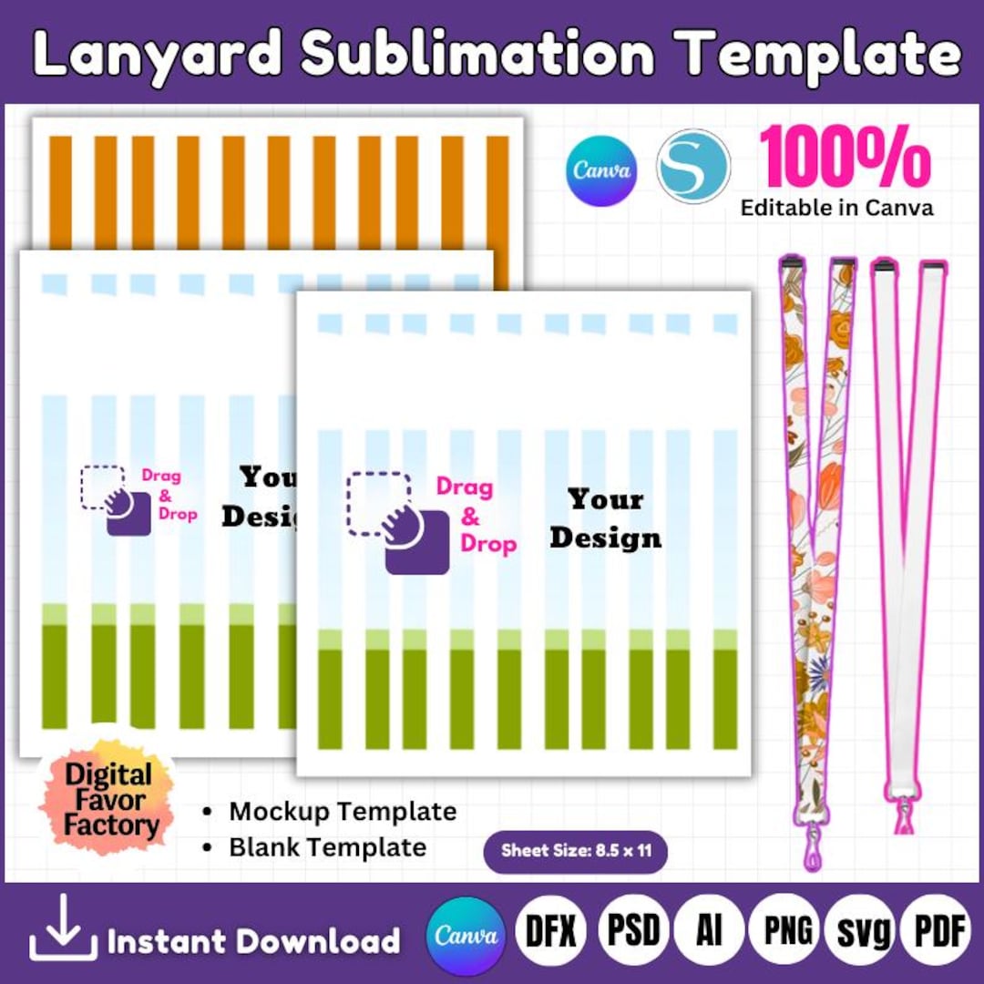 Lanyard Sublimation Template, Mockup SVG Canva (digital Download) - Etsy