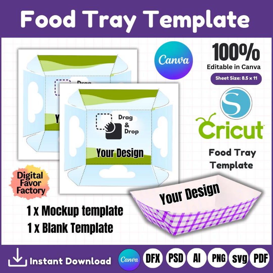 Food Tray Template, Food Box Template, No Glue Tray Template, Food Tray ...