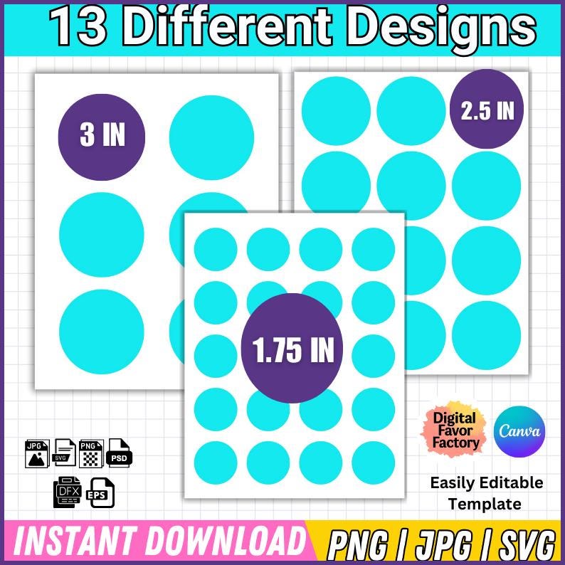 Circle Template Bundle, Circle Sticker, Round Label Template, Canva ...
