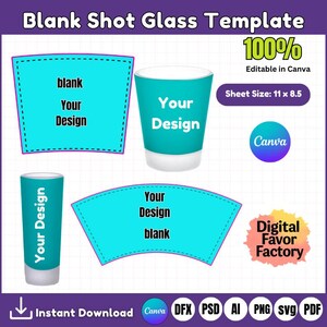 1.5oz, 2.5oz, Shot Glass Template Bundle, Shot Glass Wrapper, Shot ...
