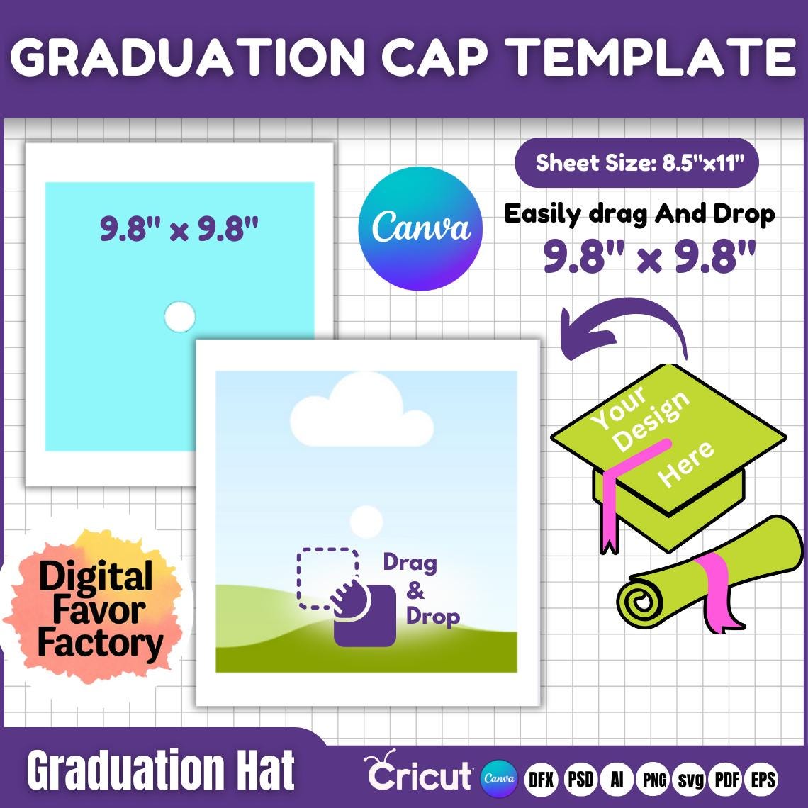 Graduation Cap Topper Templates, Graduation Stole Template, Blank ...