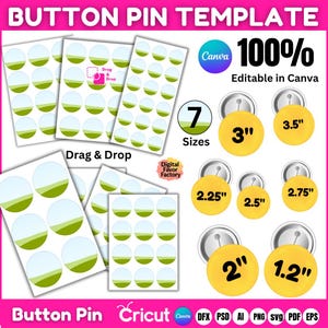 3" Inch Button Pin Template, Canva Button Pin Template, Button Pin Svg, Pin Button, Sublimation ...